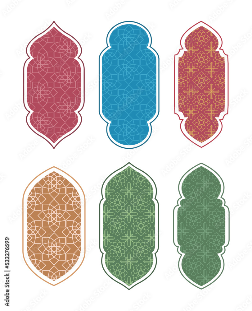 collection set arabian frame border vector flat design Stock Vector ...