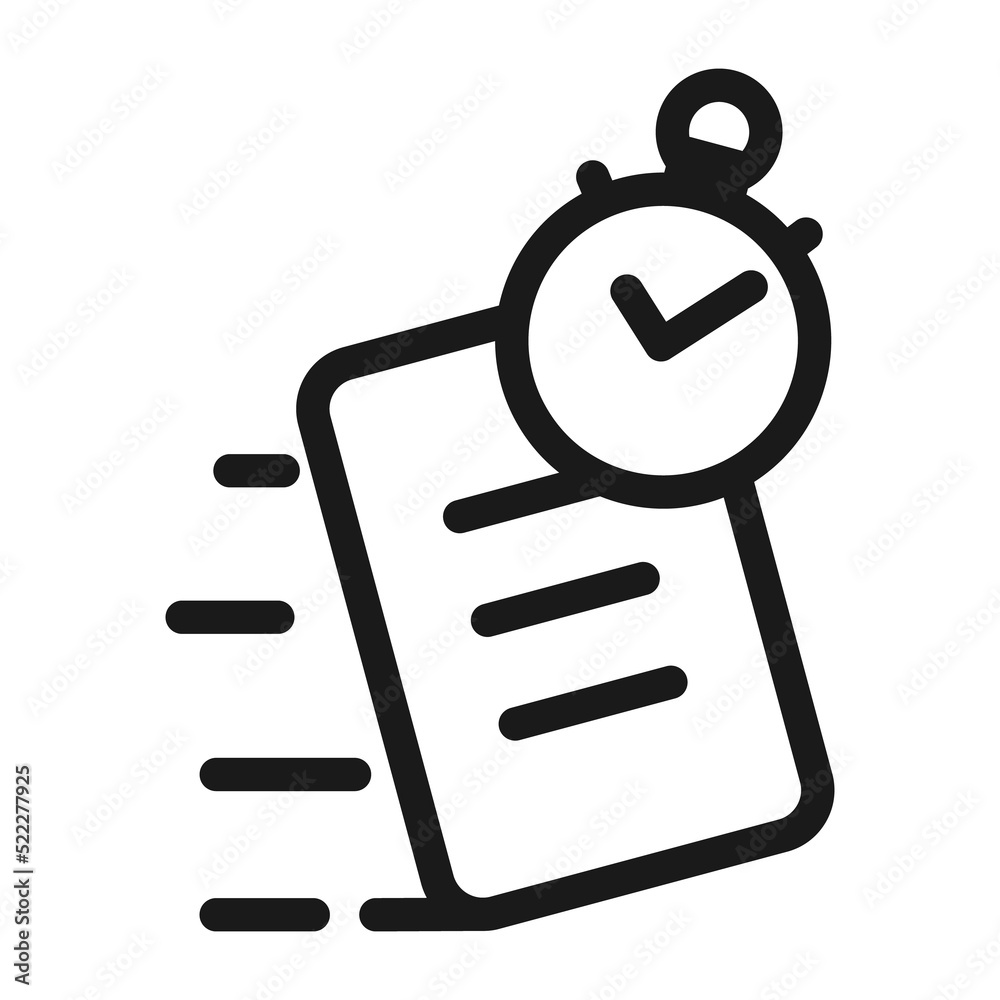 Fast review document with assess outline icon. Quick audit verification ...