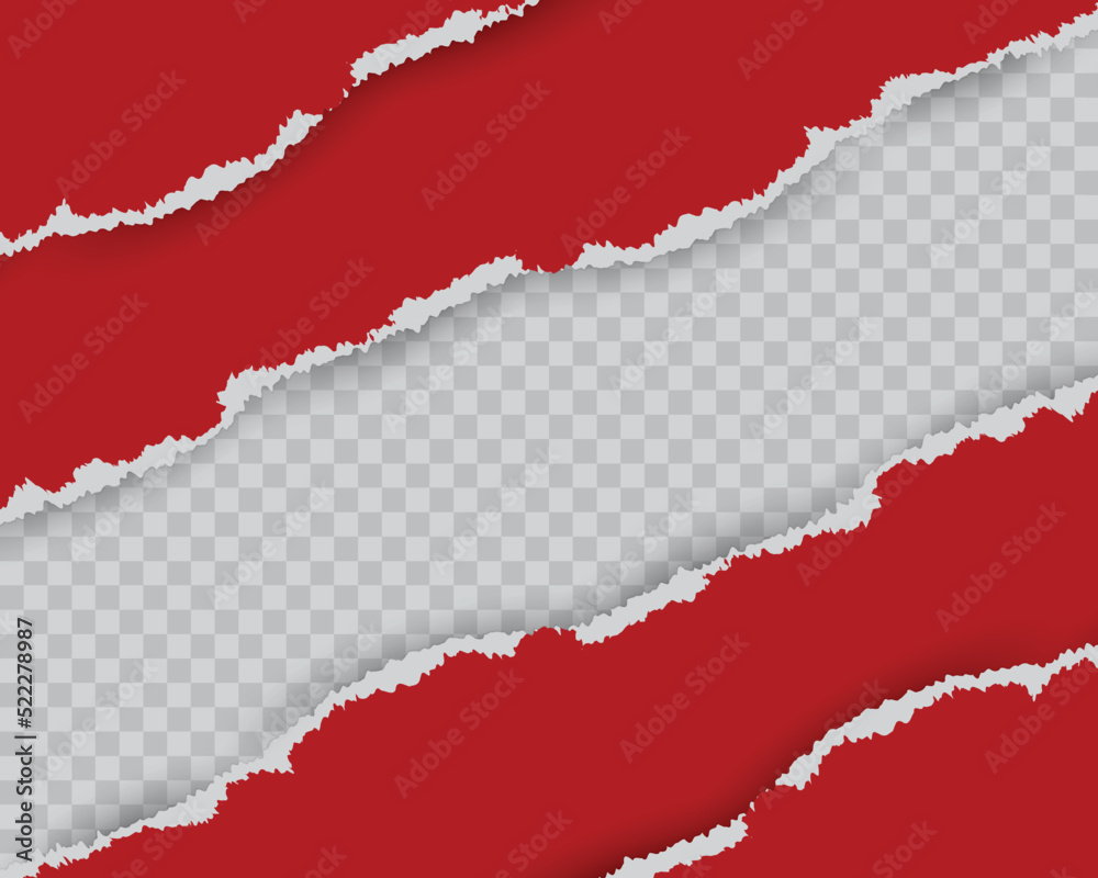 Red Ripped Paper On Transparent Background. Frame. Vector Illustration Stock Vector | Adobe Stock