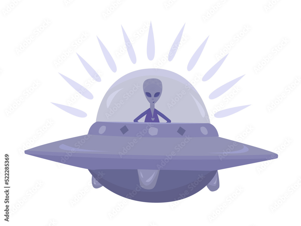 Alien in flying saucer Stock Vector | Adobe Stock