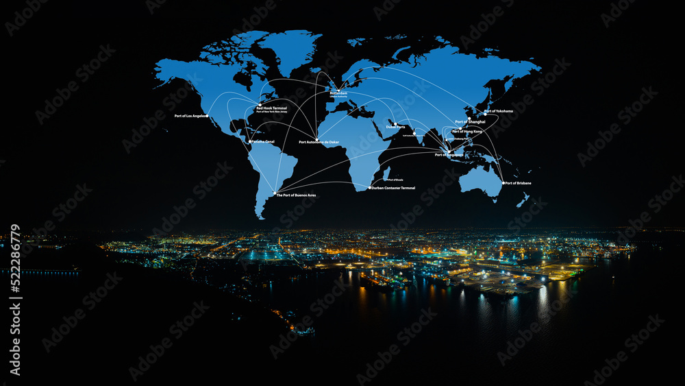 Global network coverage world map import-export, Network logistics ...