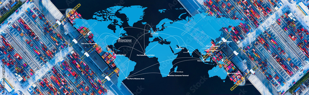 Global network coverage world map import-export, Network logistics ...