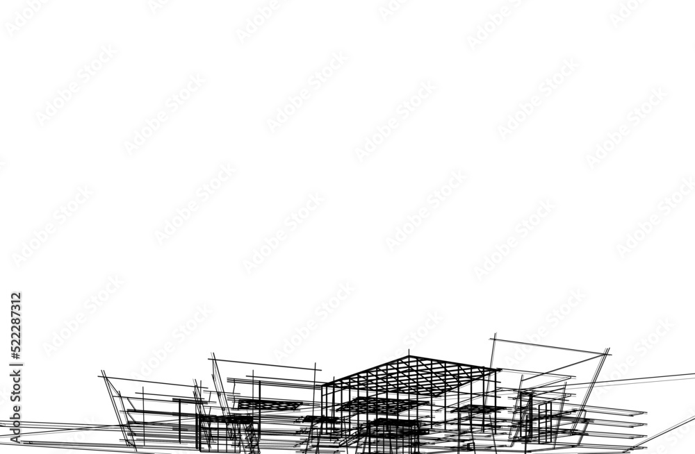 Architecture building 3d drawing vector illustration Stock Vector ...