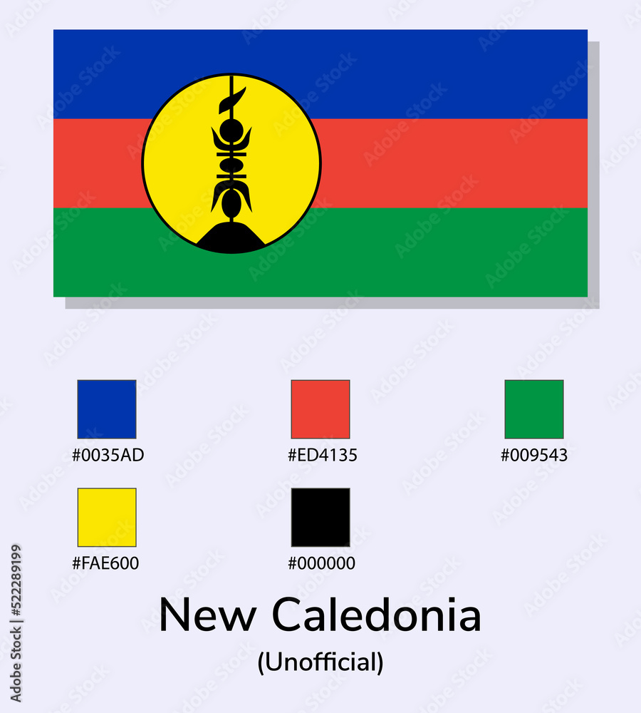 Vector Illustration of New Caledonia (Unofficial) flag isolated on ...