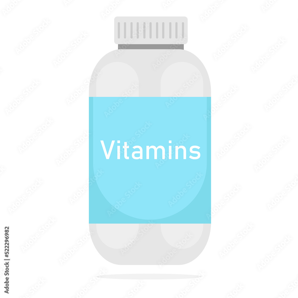 Vitamins bottle with pills. Multivitamin complex supplement. Black ...