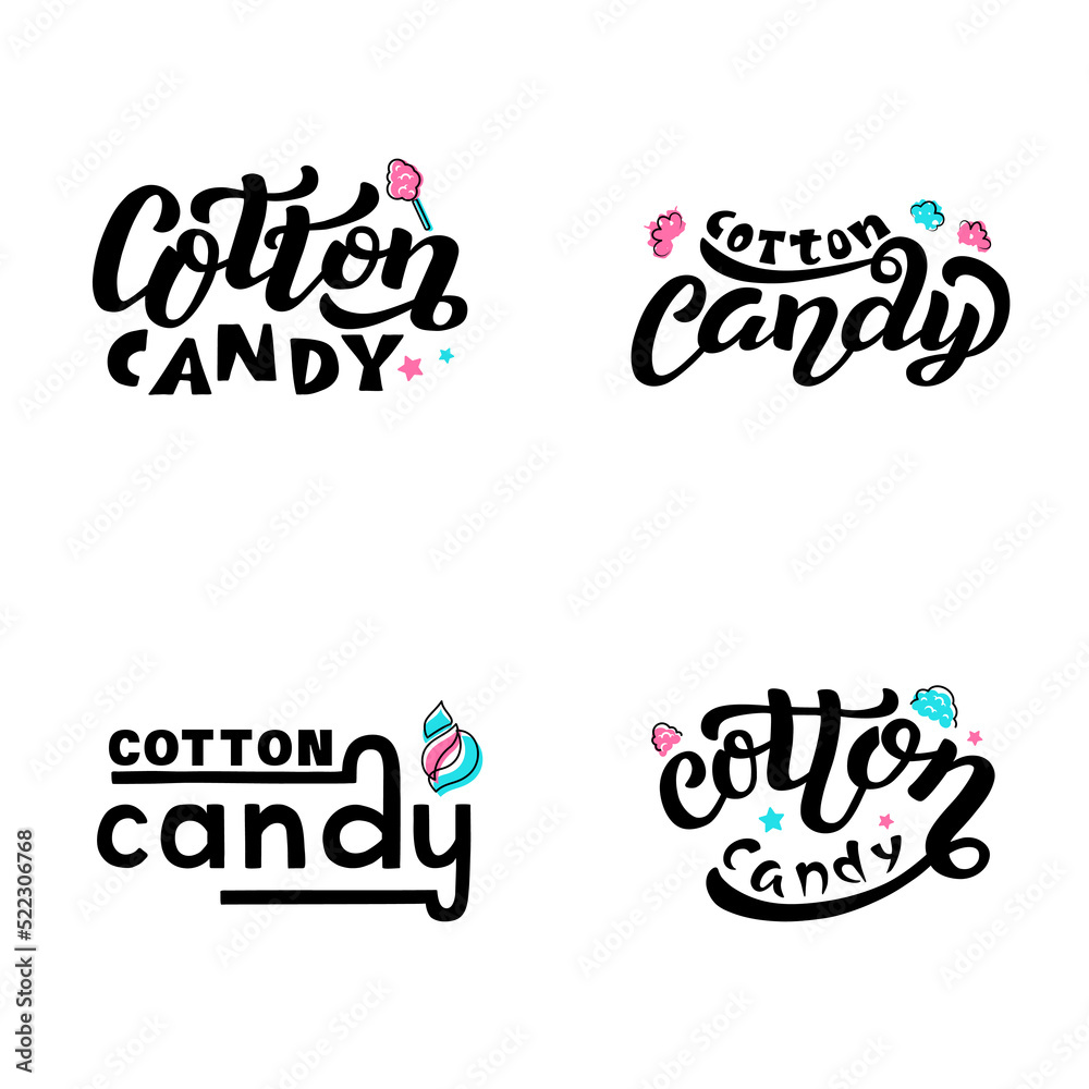 Hand drawn vector illustration with 4 color lettering variants on white ...