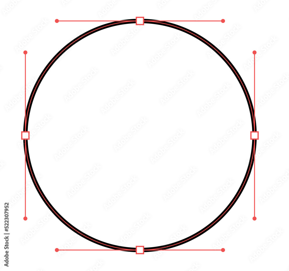 Vector Circle With Nodes or Anchor Points and Control Handles Stock ...