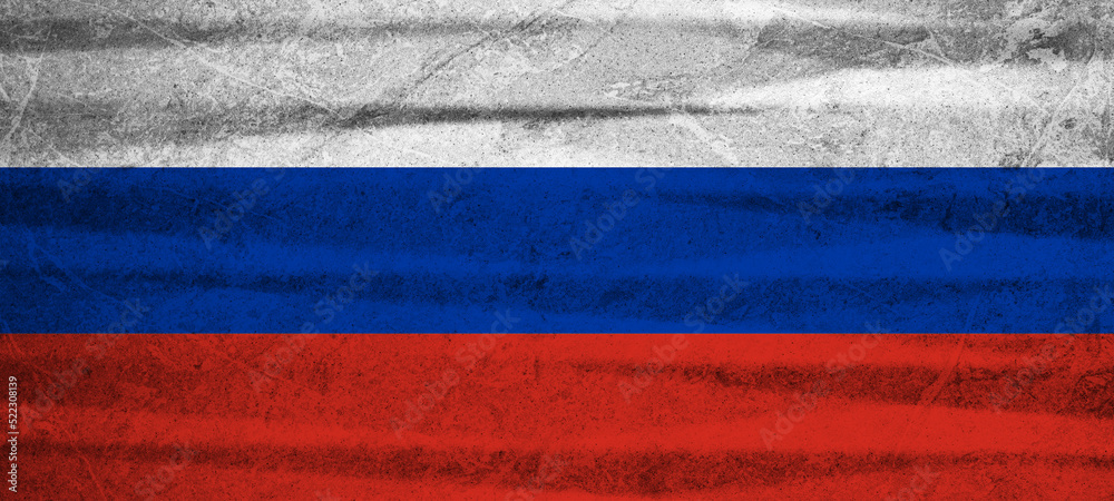 Russian flag background - Old rustic damaged crumbling facade wall ...