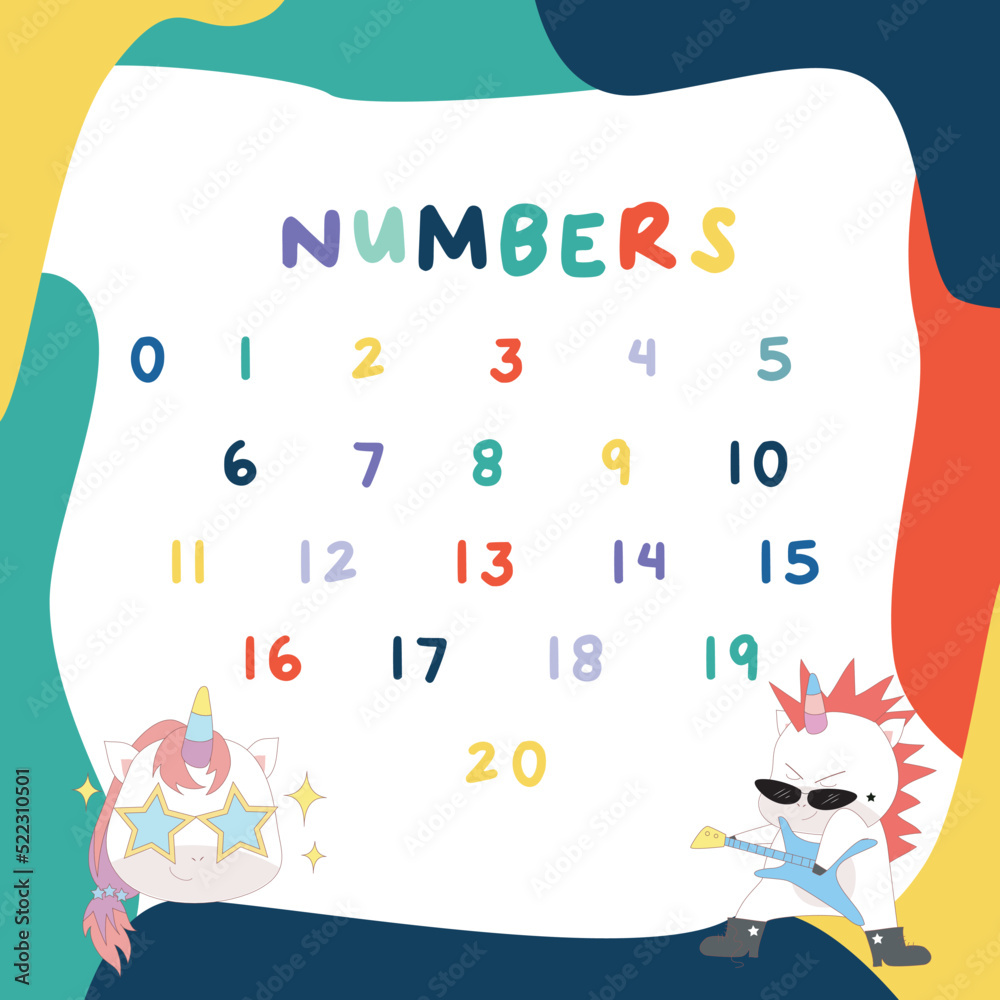 Number poster for children. Number education worksheet for preschool. Vector illustration file ...