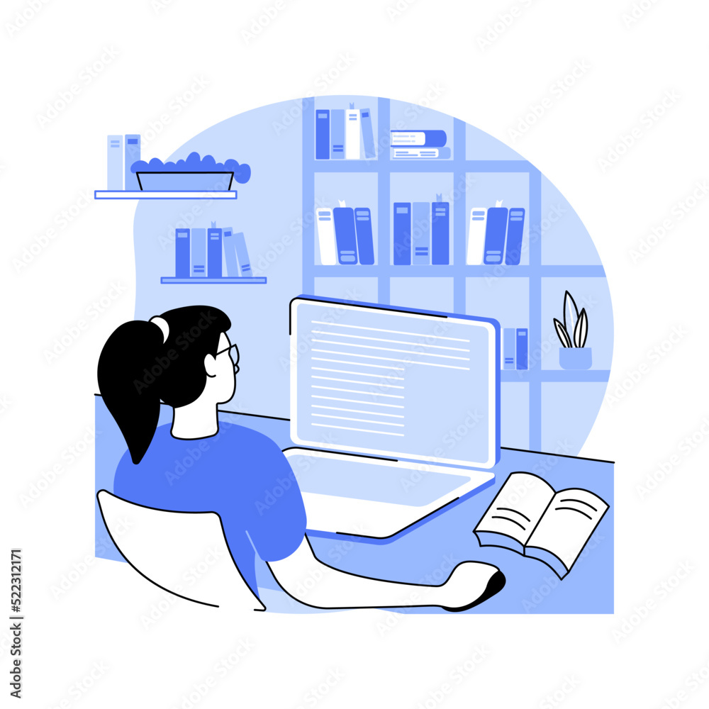 Study in a library isolated cartoon vector illustrations. Stock Vector ...