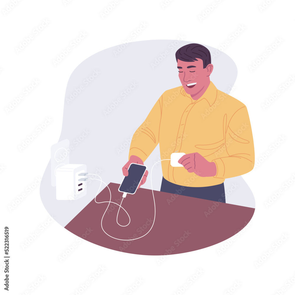 Multiport wall charger isolated cartoon vector illustrations. Stock ...