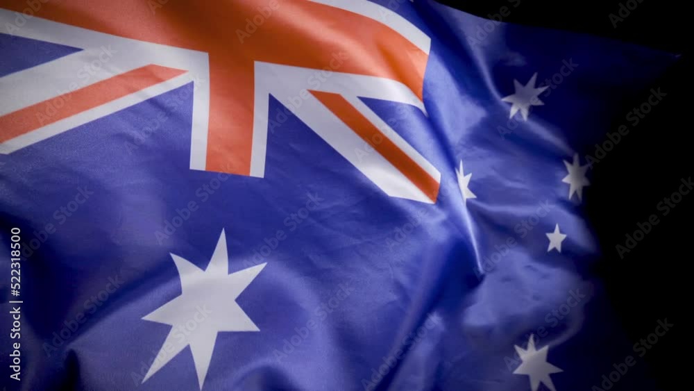 National Australian Flag. Black background. The Australian flag is ...