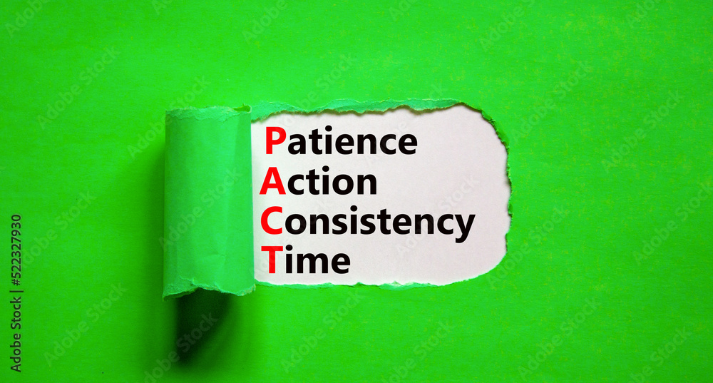 PACT patience action consistency time symbol. Concept words PACT ...