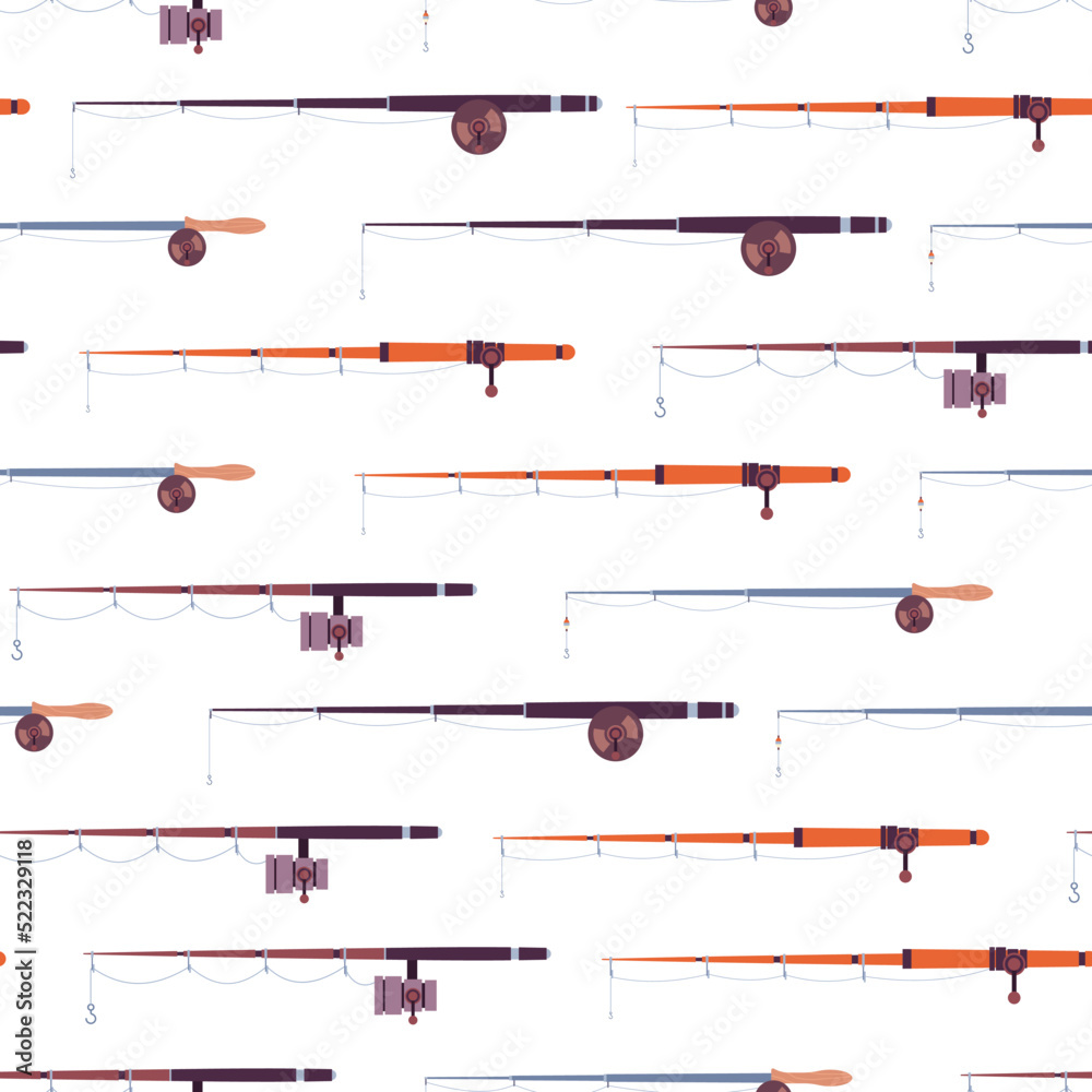 Fishing rod vector cartoon seamless pattern background for wallpaper ...