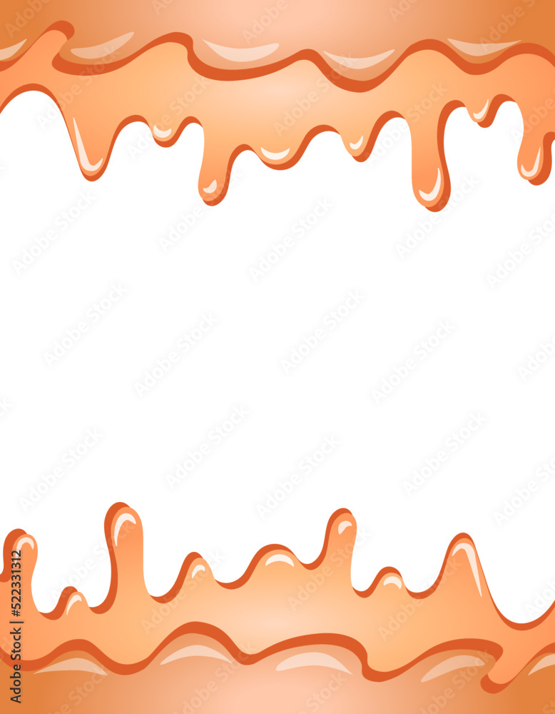 Realistic cartoon cream cheese melted border. Colorful sweet food frame ...