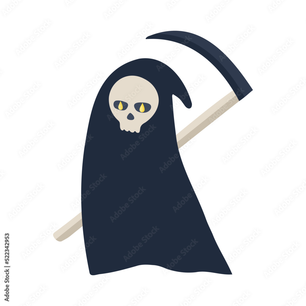 Symbolic Grim Reaper, simple flat cartoon death symbol. Stock Vector ...