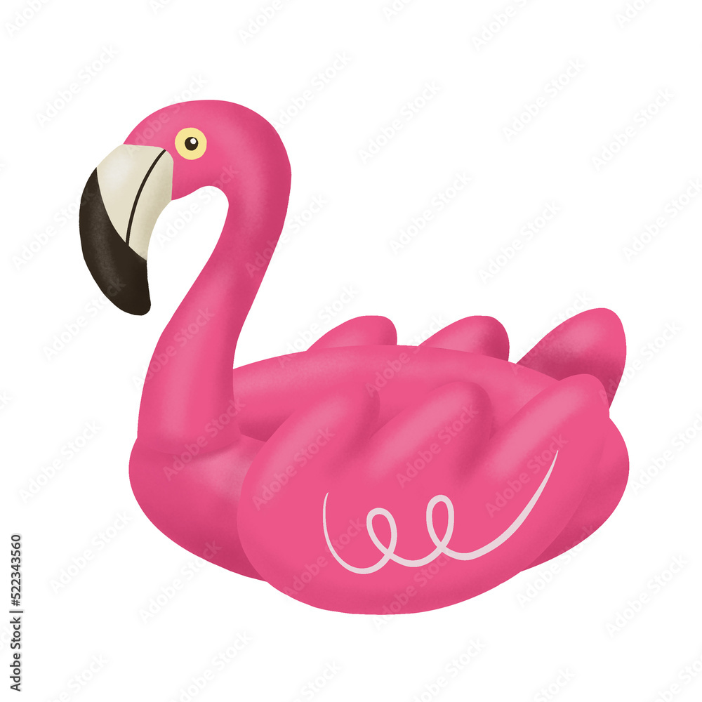 Pink inflatable flamingo swim float illustration on isolated background ...