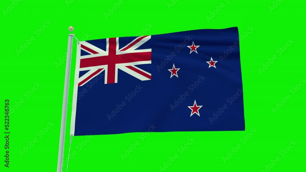 Seamless loop animation of the New Zealand flag on a green screen ...