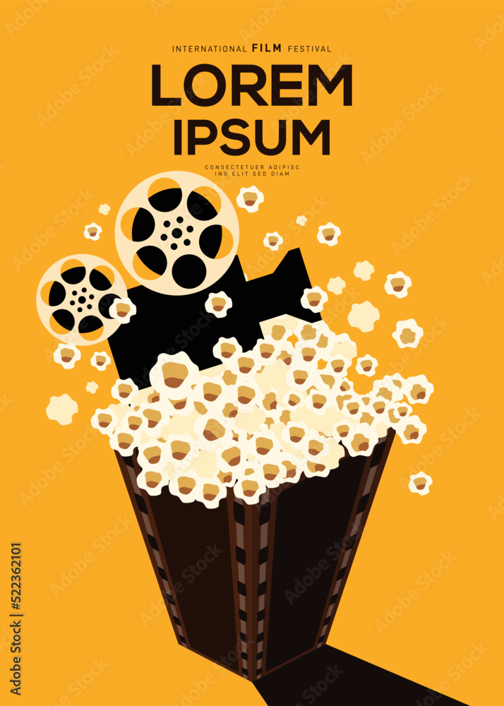 Movie poster design template background with vintage film camera Stock ...