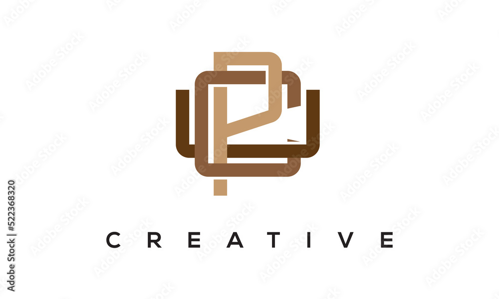 initial PCU, UCP letters monogram, three letters creative modern ...