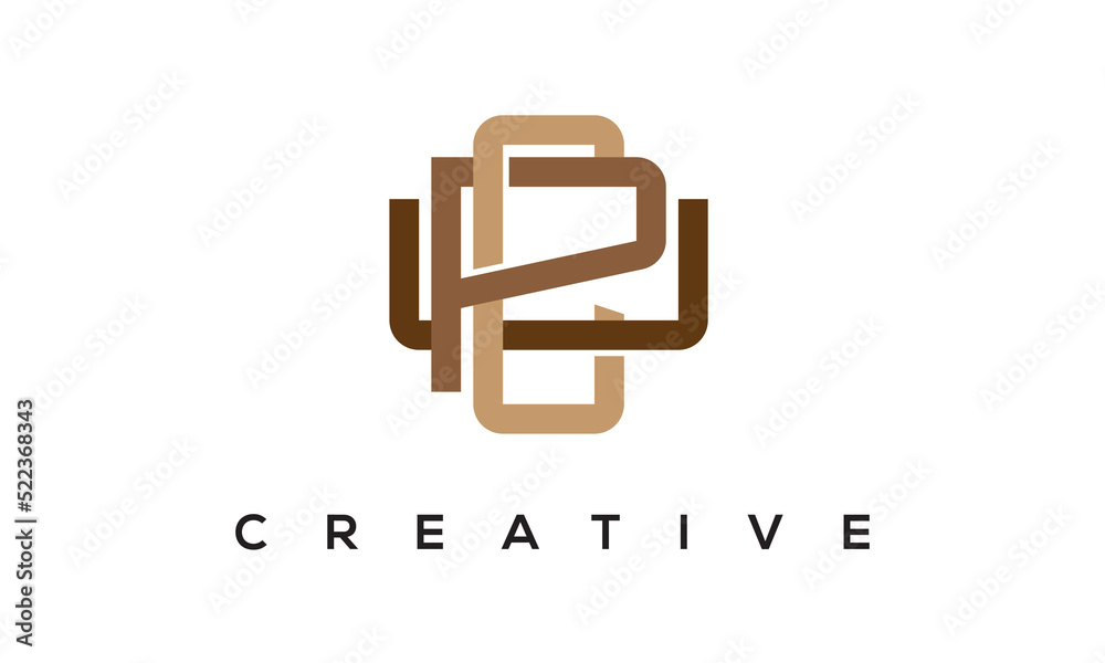 initial CPU, UPC letters monogram, three letters creative modern ...