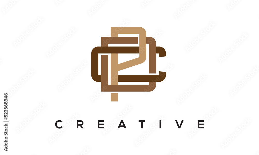 initial PDC, CDP letters monogram, three letters creative modern ...