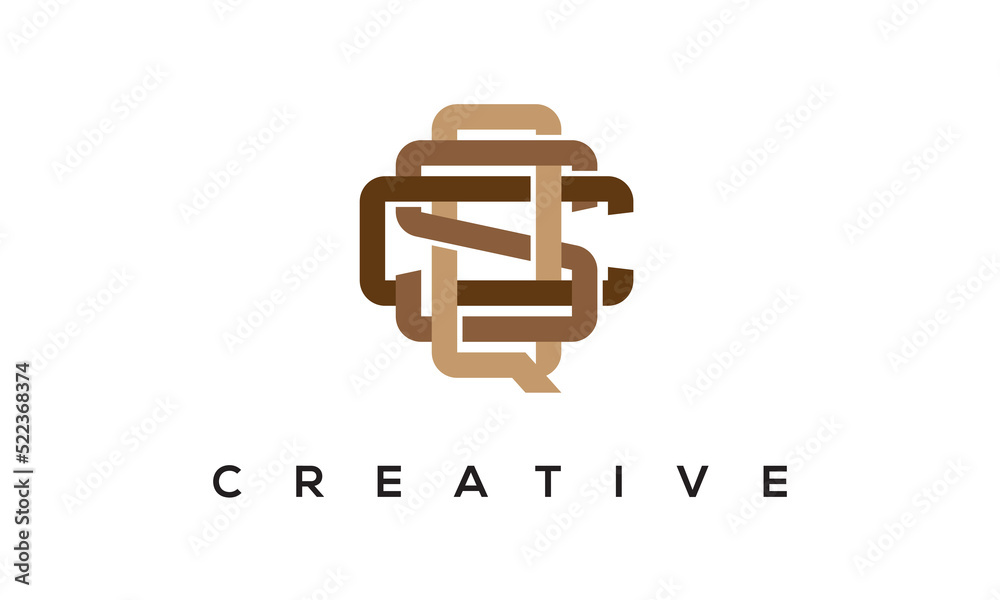 initial QSC, CSQ letters monogram, three letters creative modern ...