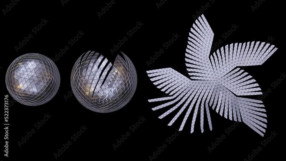 Origami sphere unfolding. Complex geometric ball unfolds to reveal ...