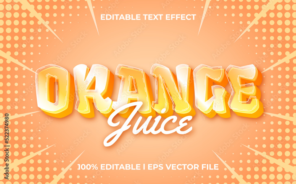 orange juice 3d text effect with fresh theme. orange typography ...