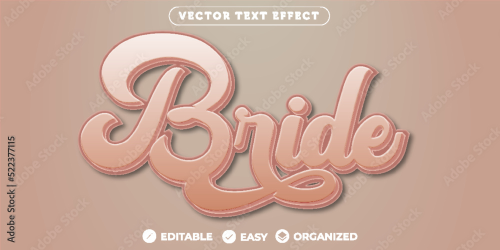 Bride Text Effect,Fully Editable Font Text Effect Stock Vector | Adobe ...