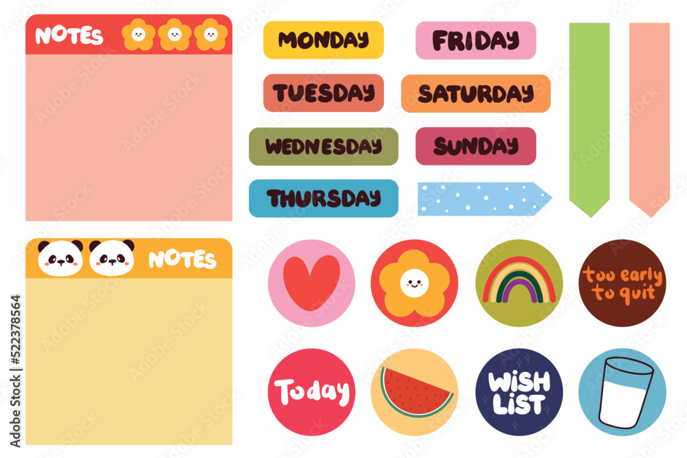 collection of weekly and daily planner sticker, notes, to do list, with ...