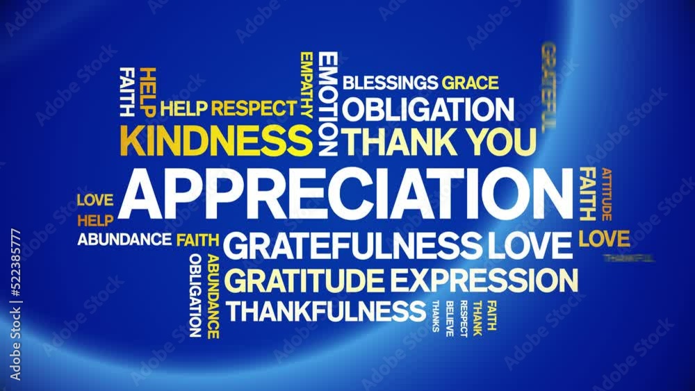 Appreciation animated tag word cloud;text design animation kinetic ...