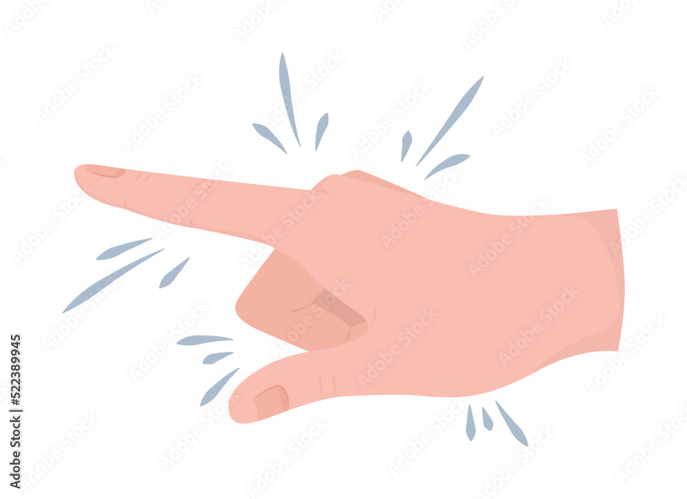 Pointing semi flat color vector hand gesture. Editable pose. Human body ...