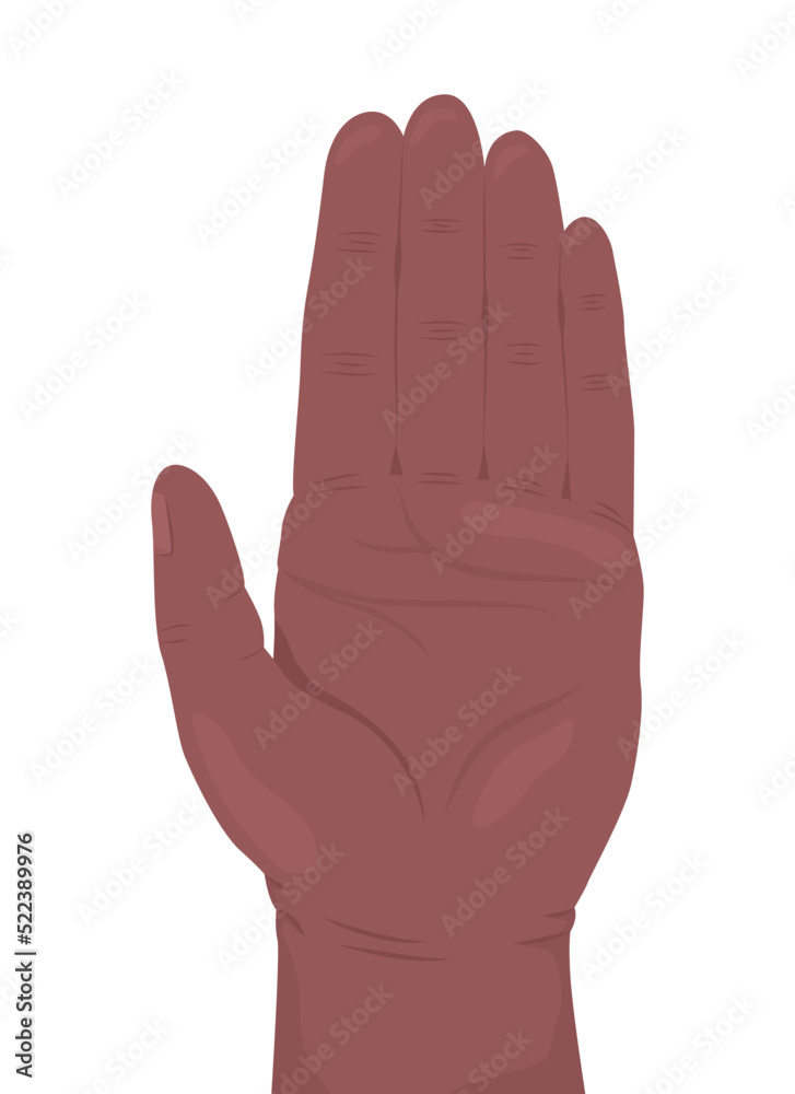 Hand up semi flat color vector hand gesture. Editable pose. Human body ...