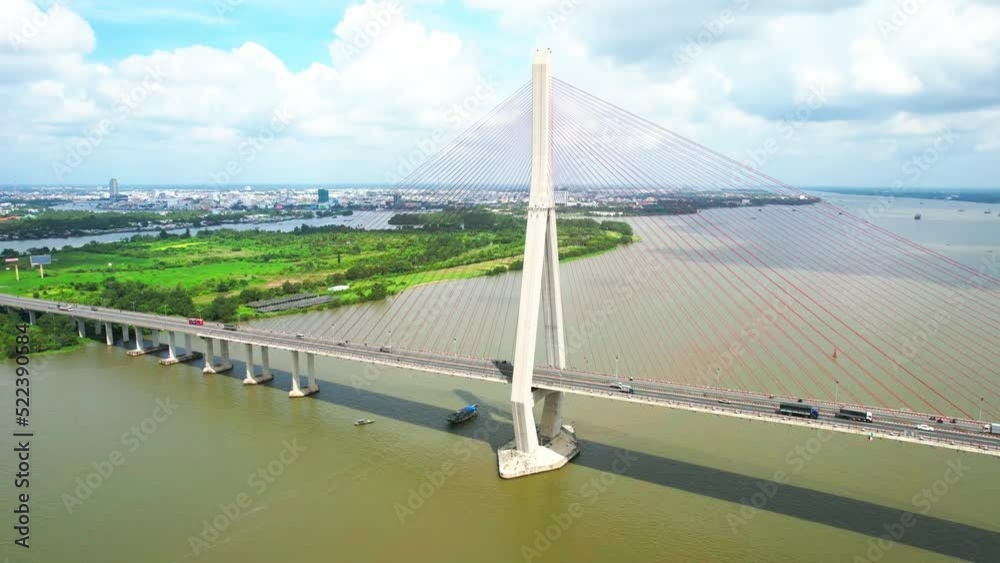 Can Tho bridge, Can Tho city, Vietnam, aerial view. Can Tho bridge is ...