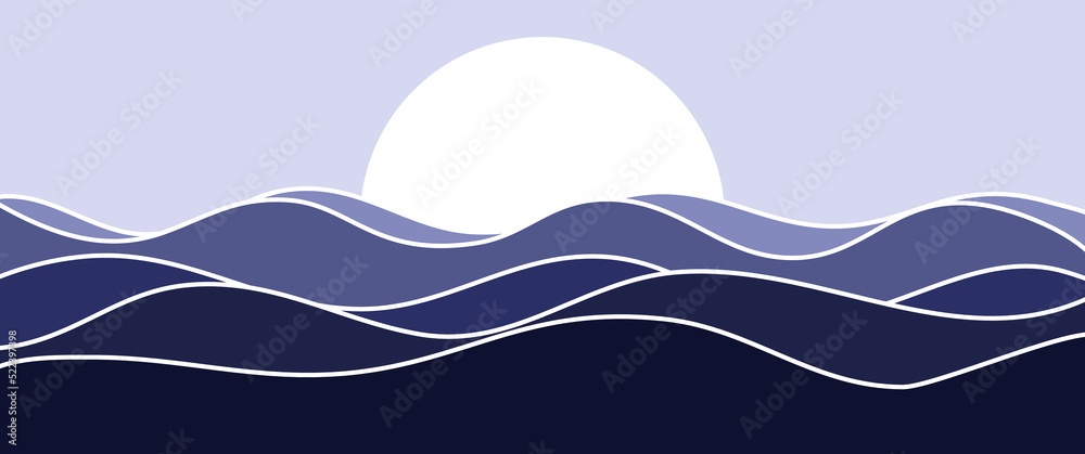Sea waves with lines vector design concept, sea wave, water stream ...