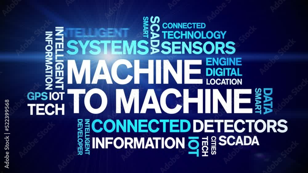 Machine to Machine animated tag word cloud;text design animation ...