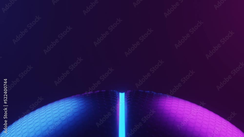 Rotating basketball blue and purple dark background, seamless loop 3d ...