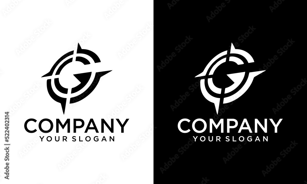 Capital letter G with Creative Compass Concept Logo Design Template ...