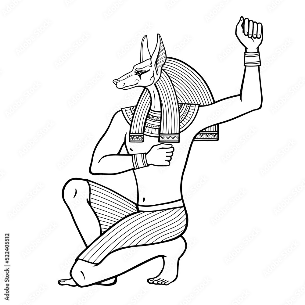 Animation portrait: Ancient Egyptian god Anubis. God of death and ...