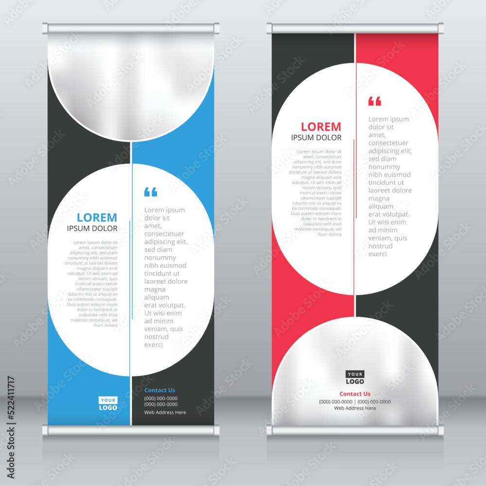 Modern roll up banner design template with two columns layout, Pop up ...