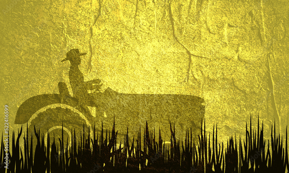 Agricultural machinery. Vehicle for field farm work. Silhouette of ...