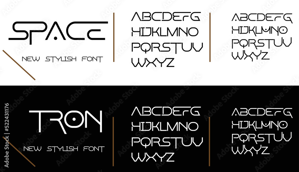 SPACE TRON Sports minimal tech font letter set. Luxury vector typeface ...