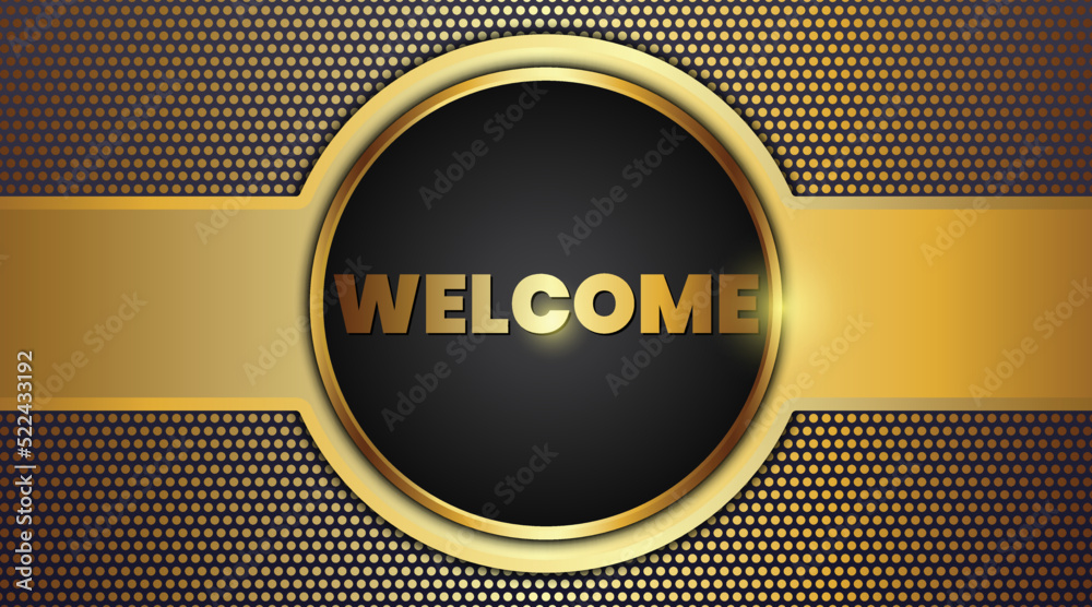 Welcome lettering sign with golden background Stock Vector | Adobe Stock