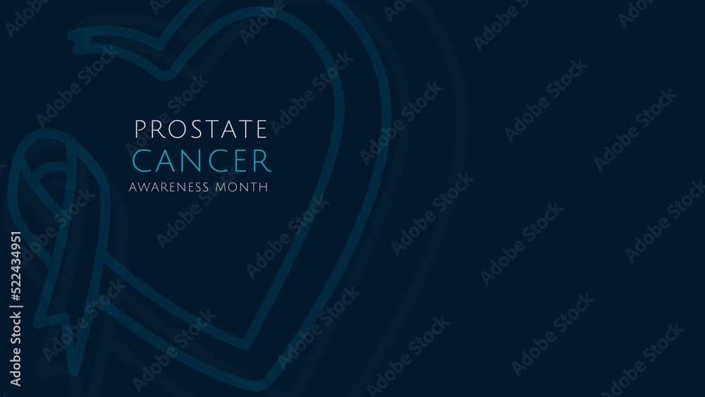 Prostate Cancer awareness banner. Blue heart shape ribbon, prostate ...