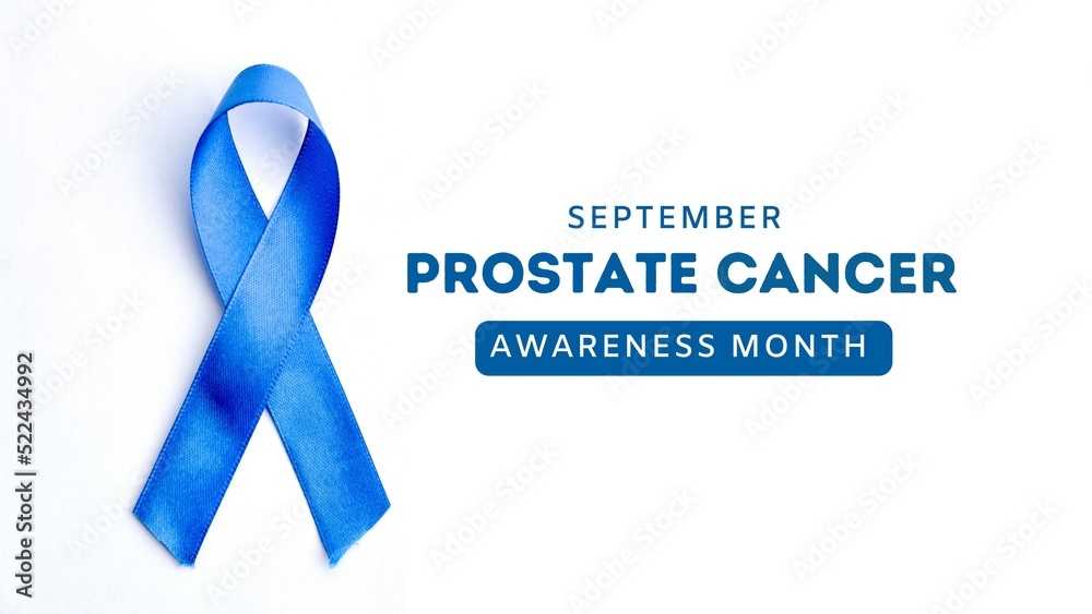 Prostate Cancer awareness banner. Realistic blue ribbon, prostate ...