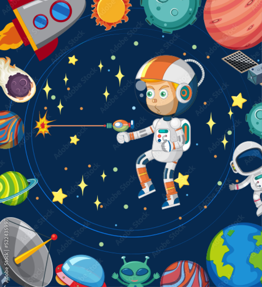 Cartoon space background template Stock Vector | Adobe Stock