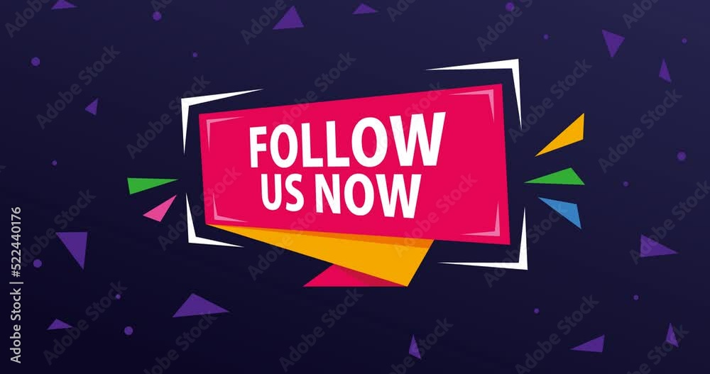 animated colorful symbol background follow us now Stock Video | Adobe Stock