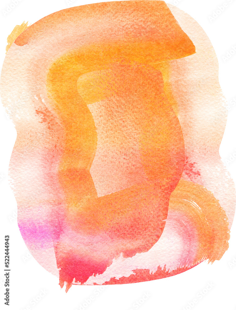 pink and orange watercolor stain brush stroke frame isolated on white ...