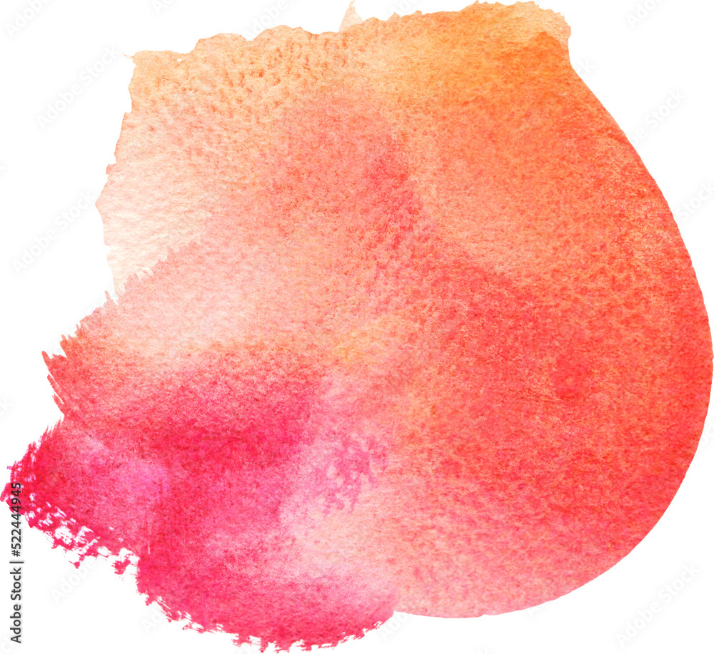 Pink And Orange Watercolor Stain Brush Stroke Frame Isolated On White